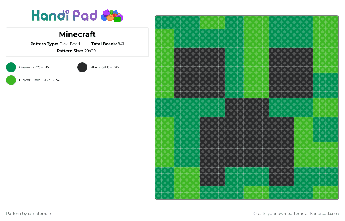 Minecraft Fuse Bead Pattern - Kandi Pad | Kandi Patterns, Fuse Bead ...
