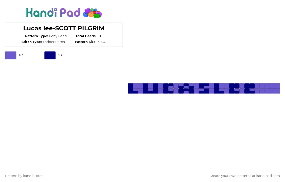 Lucas lee-SCOTT PILGRIM Pony Bead Pattern - Kandi Pad | Kandi Patterns ...