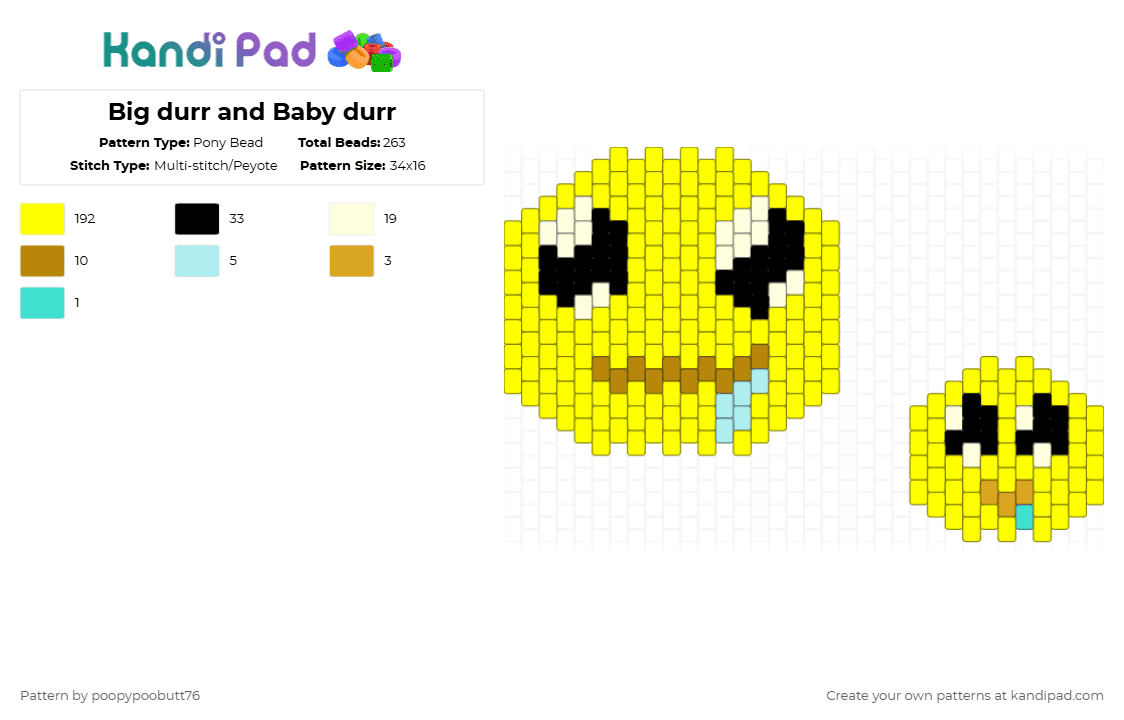 Big durr and Baby durr Pony Bead Pattern - Kandi Pad | Kandi Patterns ...