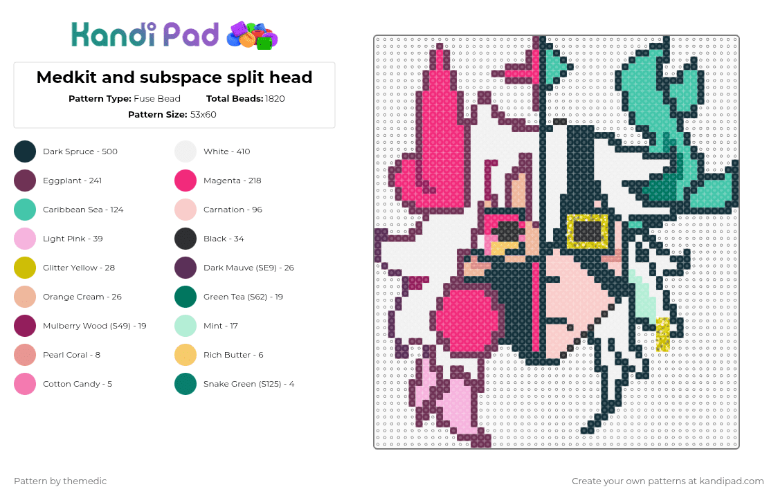 Medkit and subspace split head Fuse Bead Pattern - Kandi Pad | Kandi ...