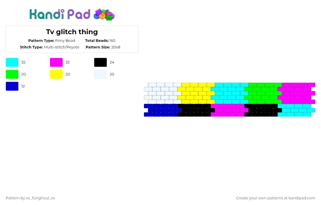 Tv glitch thing Pony Bead Pattern - Kandi Pad | Kandi Patterns, Fuse ...