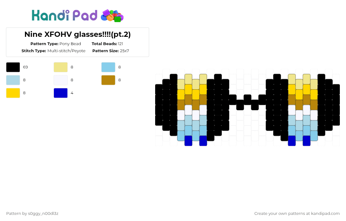 Nine XFOHV glasses!!!!(pt.2) Pony Bead Pattern - Kandi Pad | Kandi ...