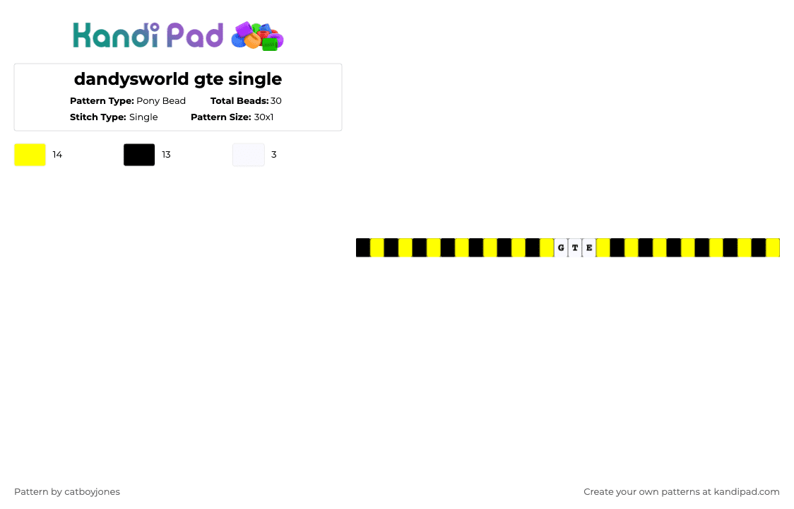 Dandysworld gte single Pony Bead Pattern - Kandi Pad | Kandi Patterns ...