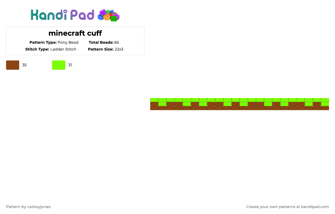 Minecraft cuff Pony Bead Pattern - Kandi Pad | Kandi Patterns, Fuse ...