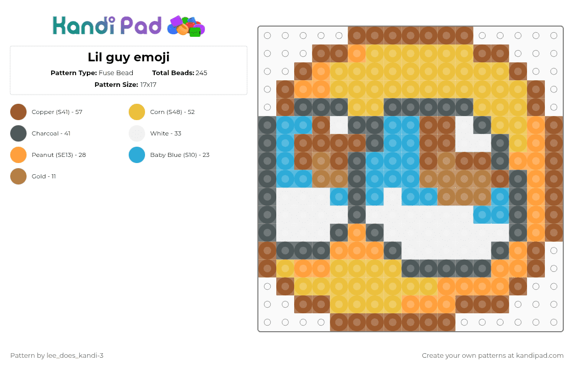 Lil guy emoji Fuse Bead Pattern - Kandi Pad | Kandi Patterns, Fuse Bead ...