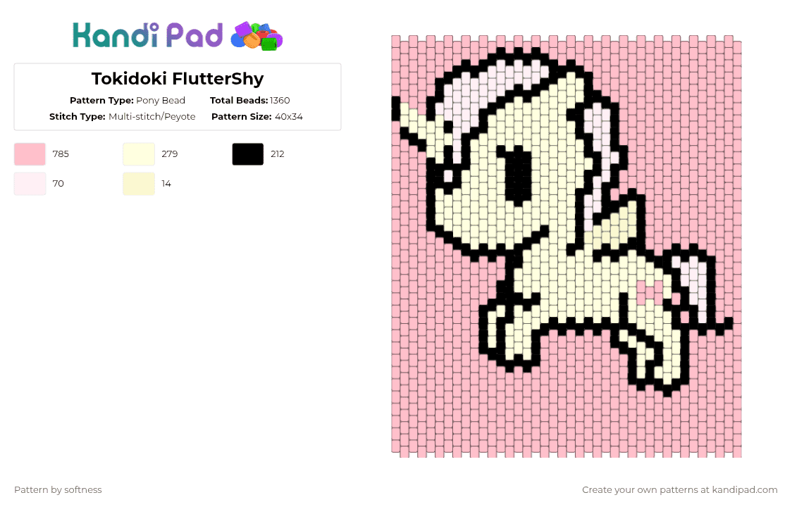 Tokidoki FlutterShy Pony Bead Pattern - Kandi Pad | Kandi Patterns ...