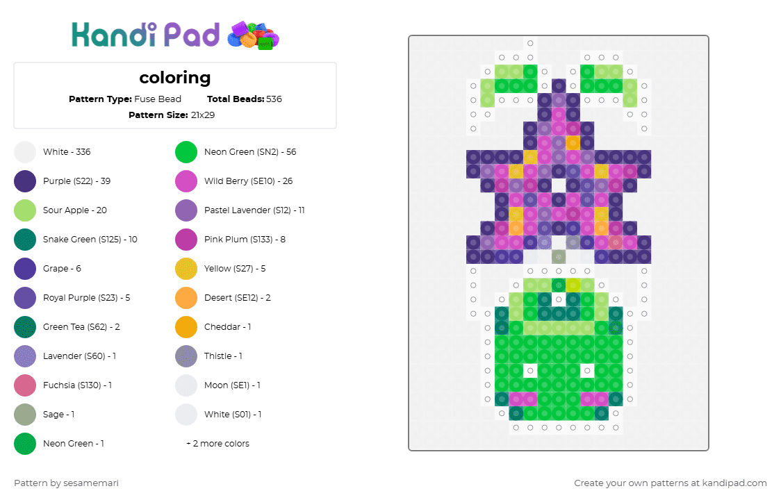 Coloring Fuse Bead Pattern - Kandi Pad | Kandi Patterns, Fuse Bead ...