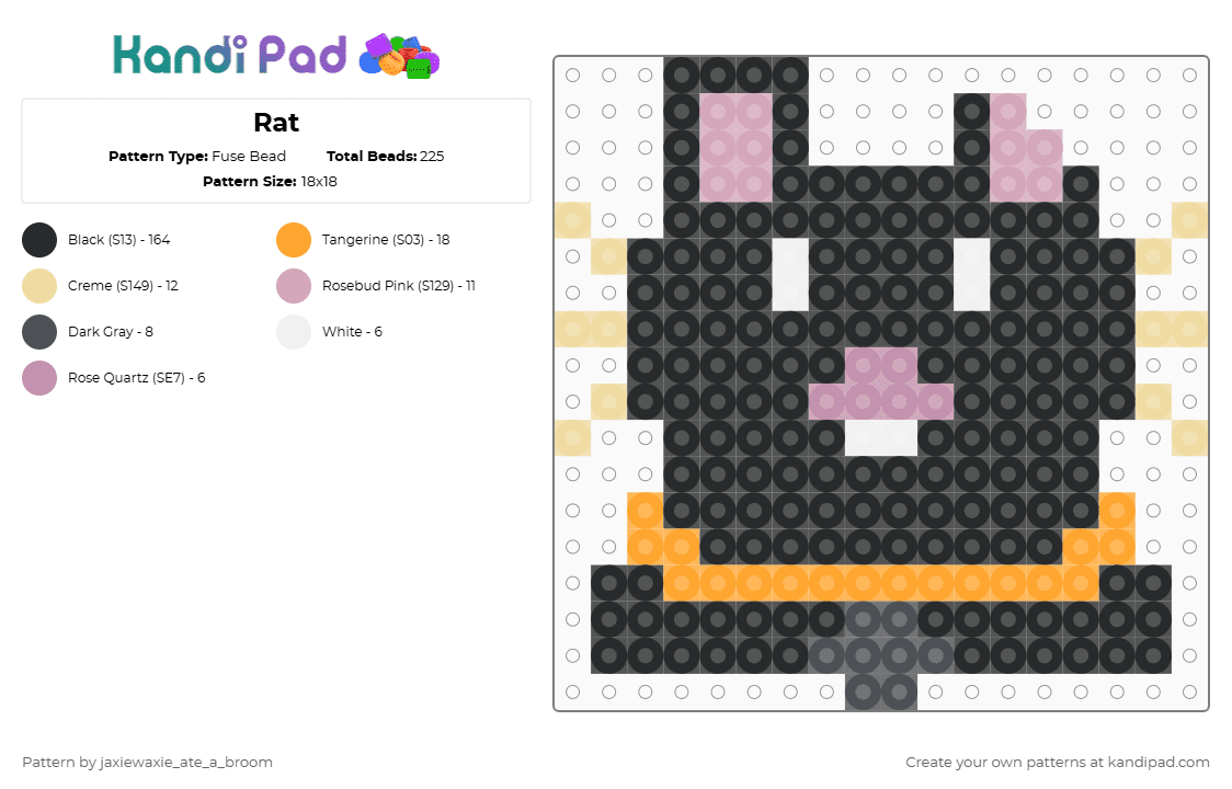 Rat Fuse Bead Pattern - Kandi Pad | Kandi Patterns, Fuse Bead Patterns ...