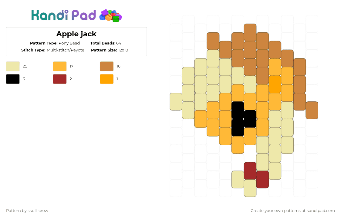 Apple jack Pony Bead Pattern - Kandi Pad | Kandi Patterns, Fuse Bead ...