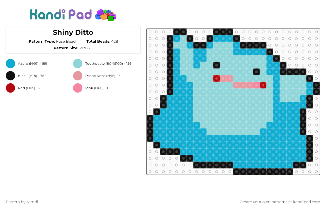 Shiny Ditto Fuse Bead Pattern - Kandi Pad | Kandi Patterns, Fuse Bead ...