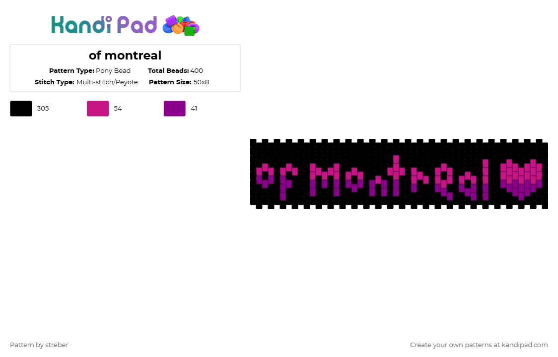 Of montreal Pony Bead Pattern - Kandi Pad | Kandi Patterns, Fuse Bead ...