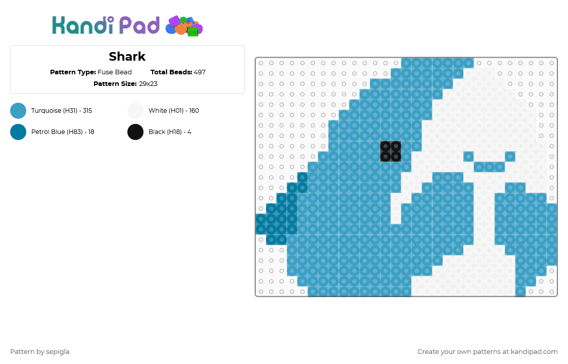 Shark Fuse Bead Pattern - Kandi Pad | Kandi Patterns, Fuse Bead ...