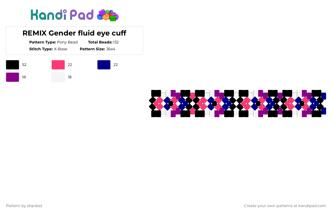 REMIX Gender fluid eye cuff Pony Bead Pattern - Kandi Pad | Kandi ...