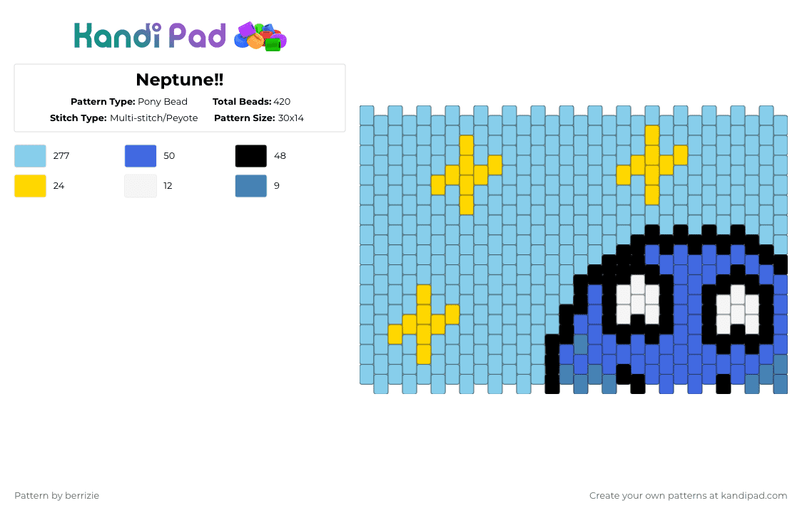 Neptune!! Pony Bead Pattern - Kandi Pad | Kandi Patterns, Fuse Bead ...