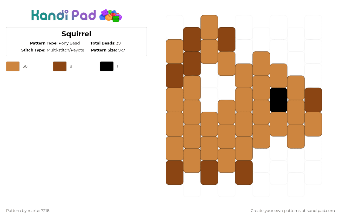 Squirrel Pony Bead Pattern - Kandi Pad | Kandi Patterns, Fuse Bead ...
