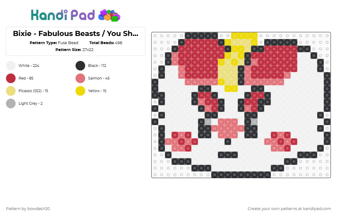 Bixie - Fabulous Beasts / You Shou Yan Fuse Bead Pattern - Kandi Pad ...