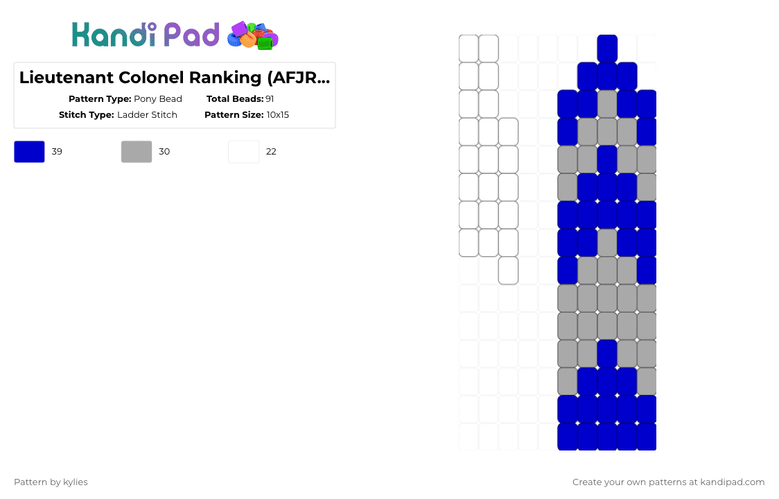 Lieutenant Colonel Ranking (AFJROTC) Pony Bead Pattern - Kandi Pad ...