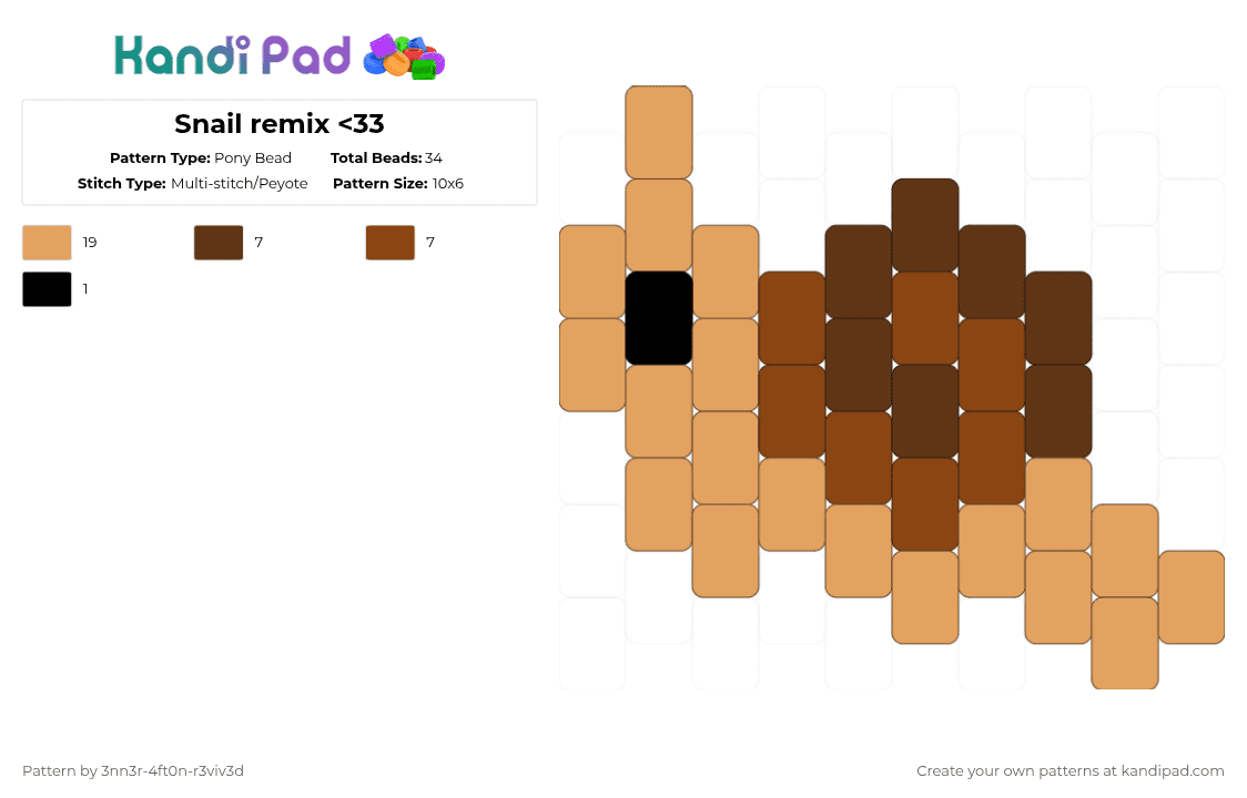 Snail remix Pony Bead Pattern - Kandi Pad | Kandi Patterns, Fuse Bead ...