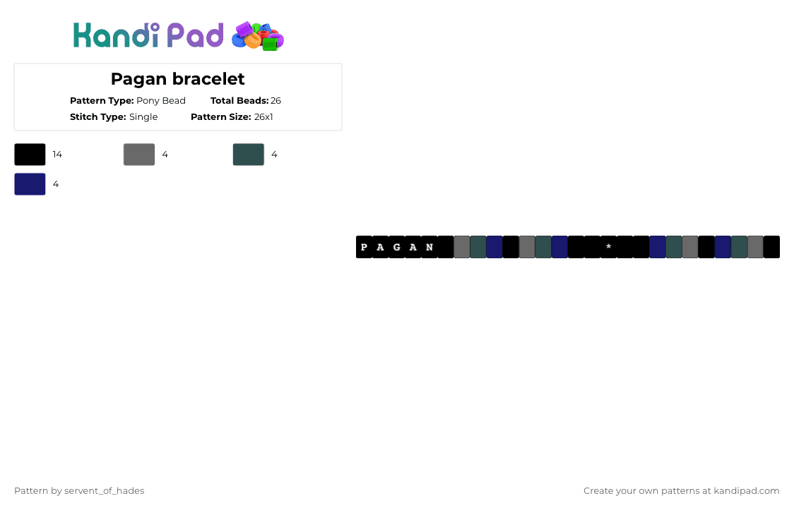 Pagan bracelet Pony Bead Pattern - Kandi Pad | Kandi Patterns, Fuse ...