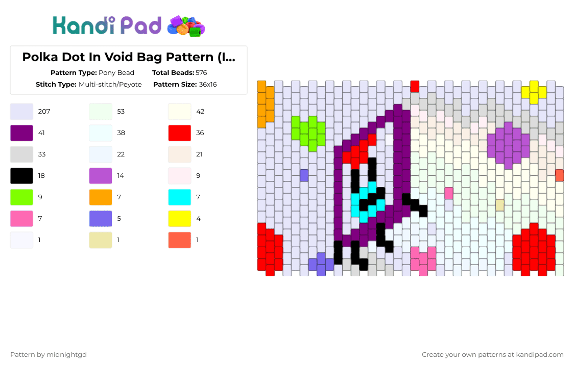 Polka Dot In Void Bag Pattern (It's Time For The) Pony Bead Pattern ...