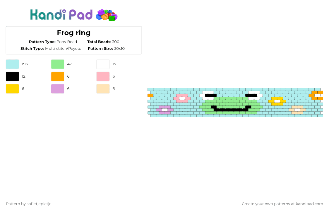 Frog ring Pony Bead Pattern - Kandi Pad | Kandi Patterns, Fuse Bead ...