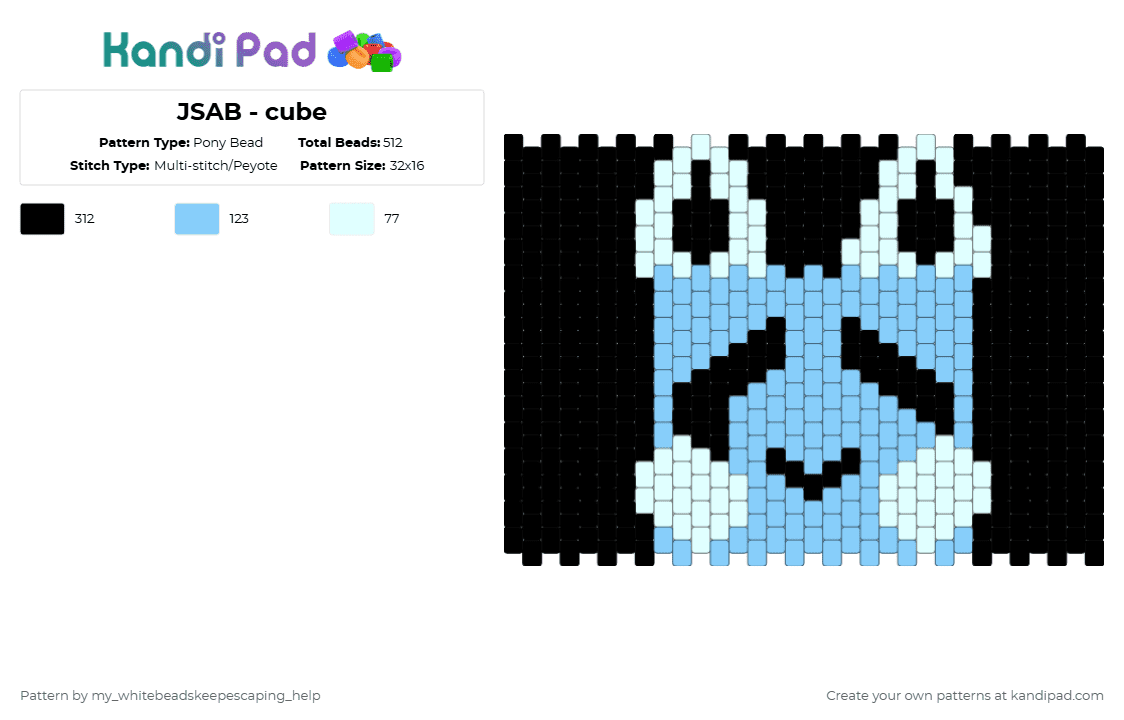 JSAB - cube Pony Bead Pattern - Kandi Pad | Kandi Patterns, Fuse Bead ...