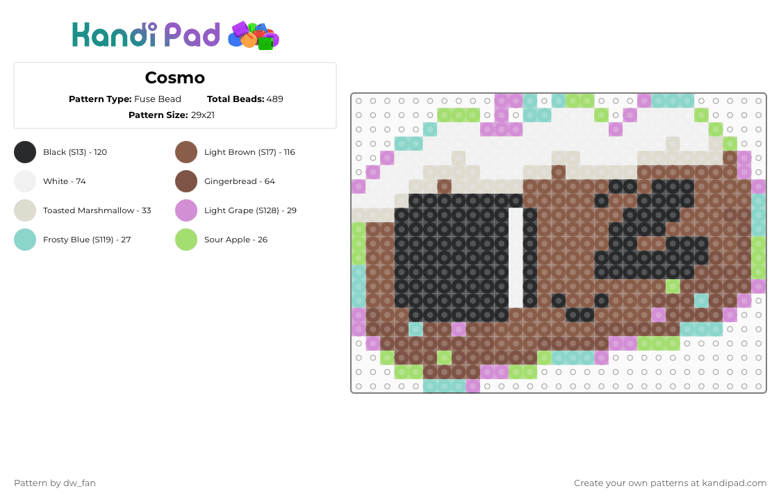 Cosmo Fuse Bead Pattern - Kandi Pad | Kandi Patterns, Fuse Bead ...