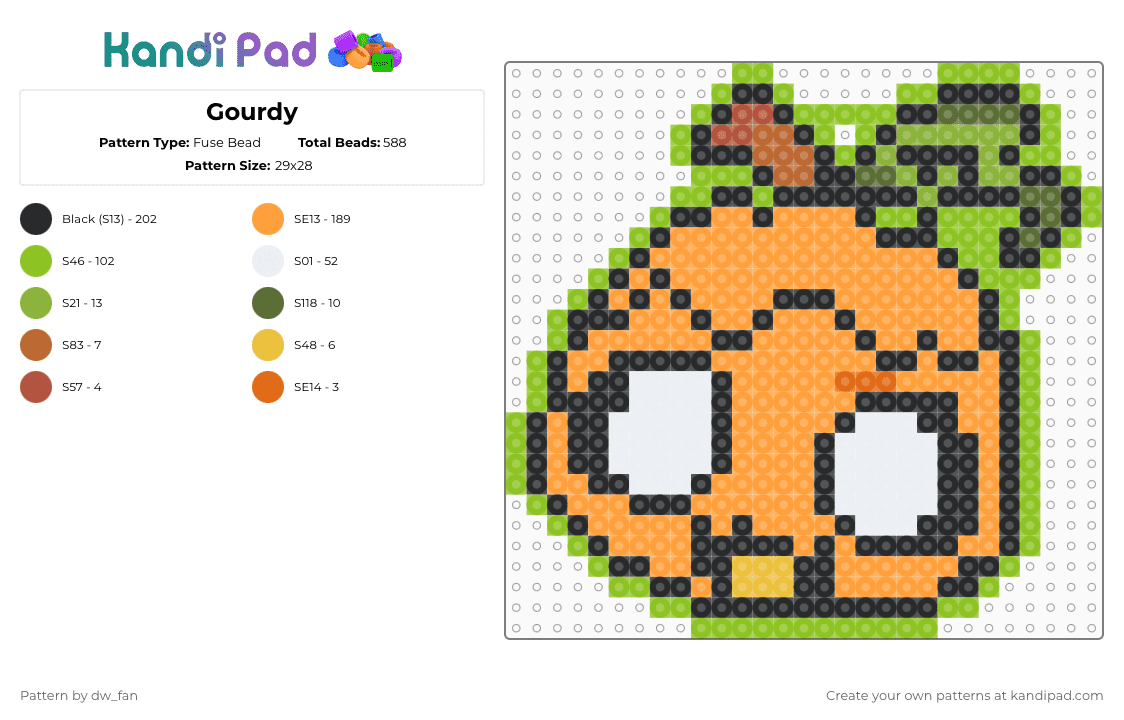 Gourdy Fuse Bead Pattern - Kandi Pad | Kandi Patterns, Fuse Bead ...