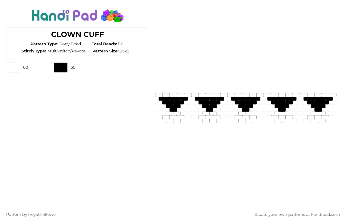 CLOWN CUFF Pony Bead Pattern - Kandi Pad | Kandi Patterns, Fuse Bead ...