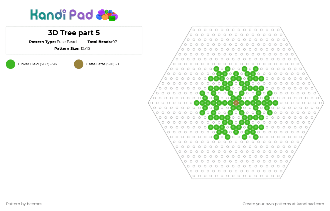 3D Tree part 5 Fuse Bead Pattern - Kandi Pad | Kandi Patterns, Fuse ...