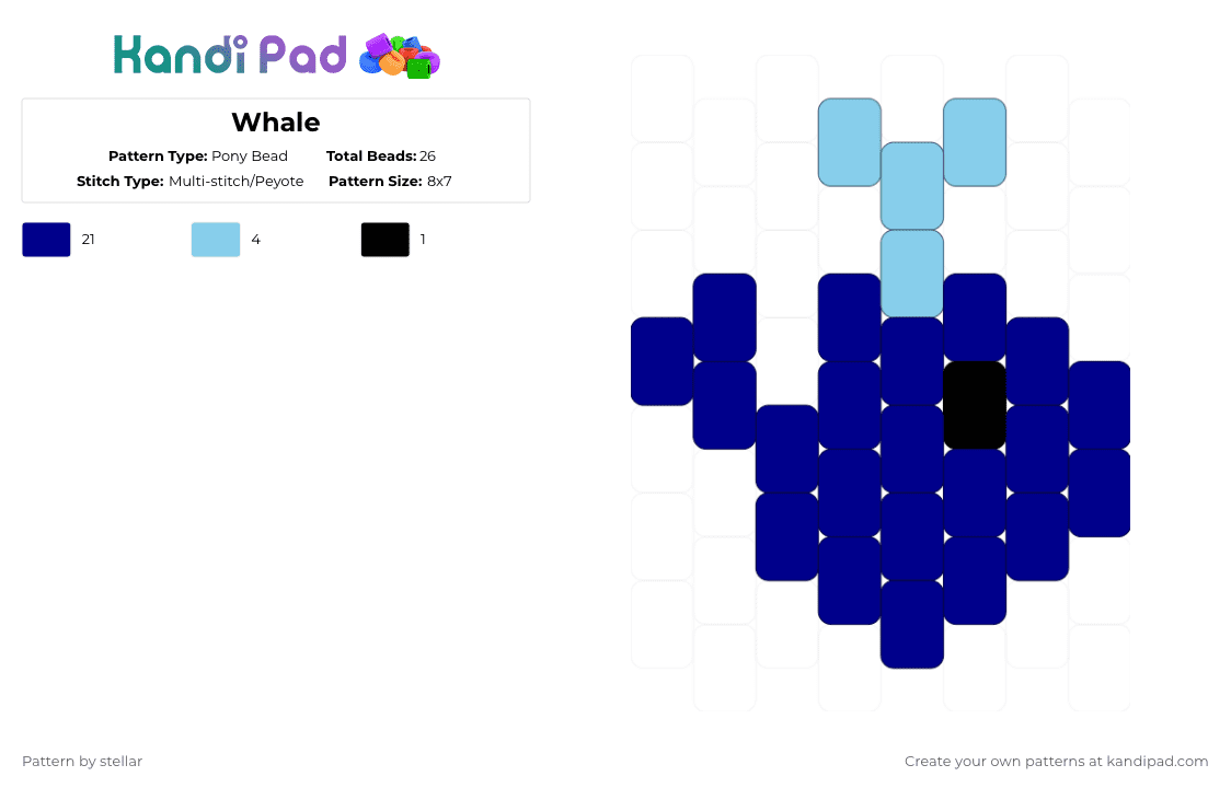 Whale Pony Bead Pattern - Kandi Pad | Kandi Patterns, Fuse Bead ...