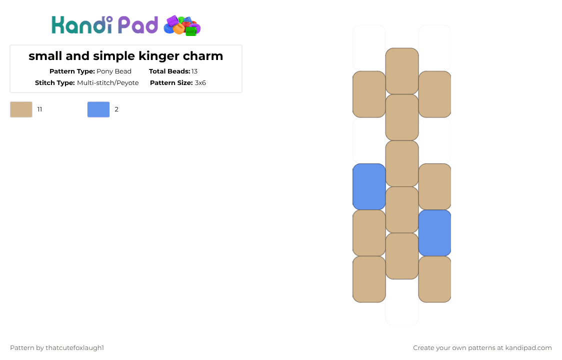 Small and simple kinger charm Pony Bead Pattern - Kandi Pad | Kandi ...