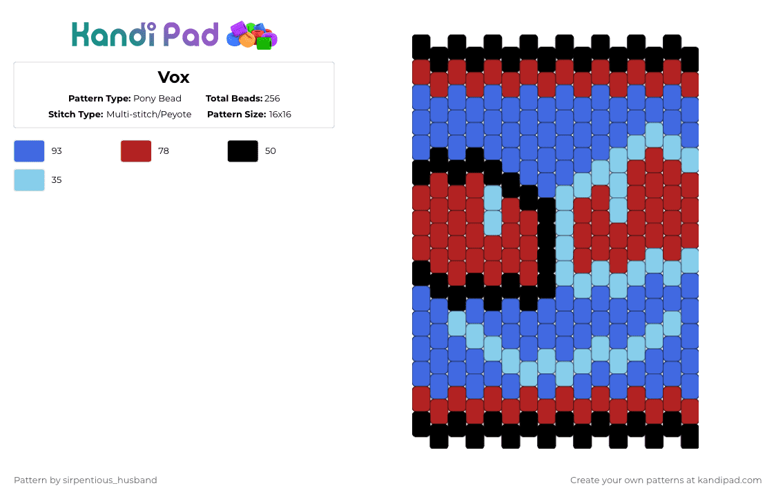 Vox Pony Bead Pattern - Kandi Pad | Kandi Patterns, Fuse Bead Patterns ...