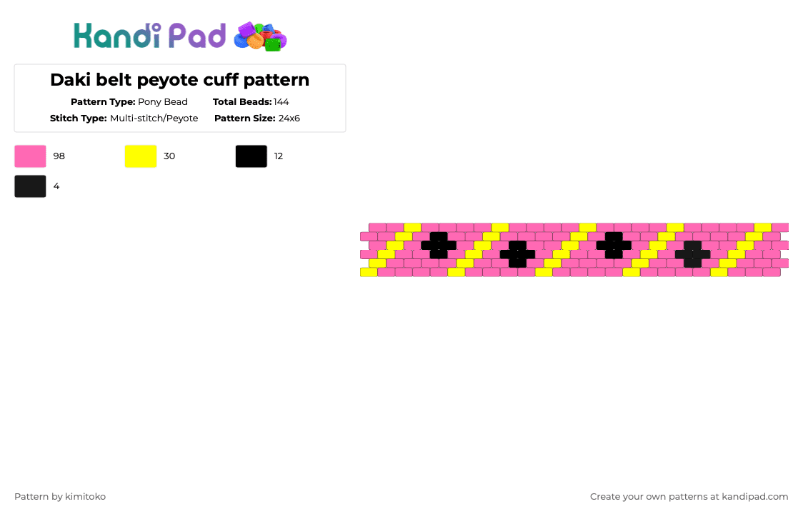 Daki belt peyote cuff pattern Pony Bead Pattern - Kandi Pad | Kandi ...