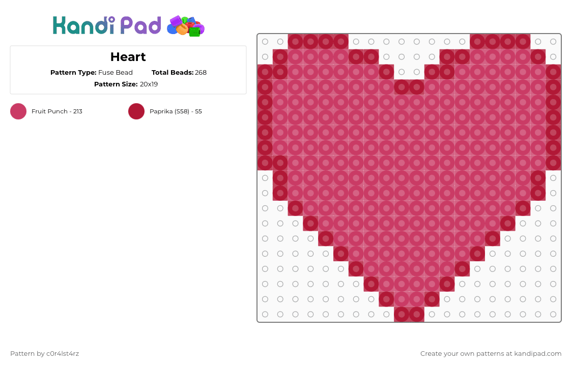 Heart Fuse Bead Pattern - Kandi Pad | Kandi Patterns, Fuse Bead ...