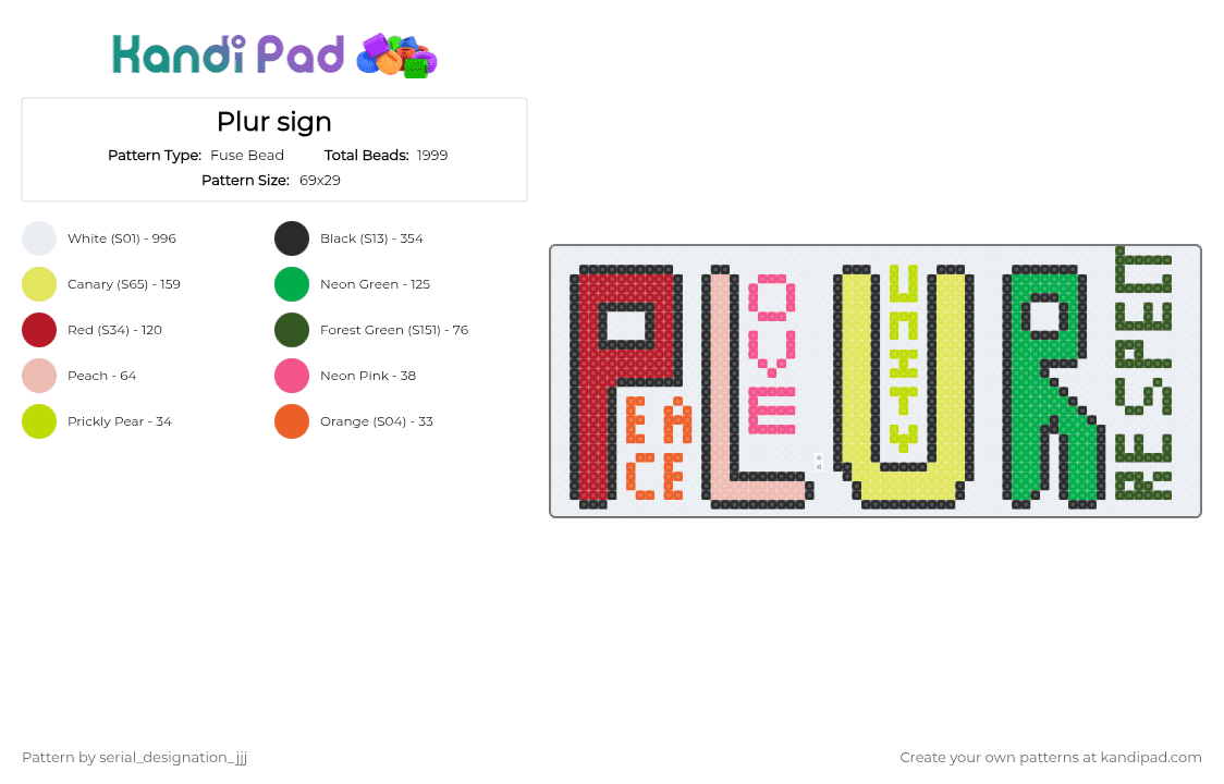 Plur sign Fuse Bead Pattern - Kandi Pad | Kandi Patterns, Fuse Bead ...