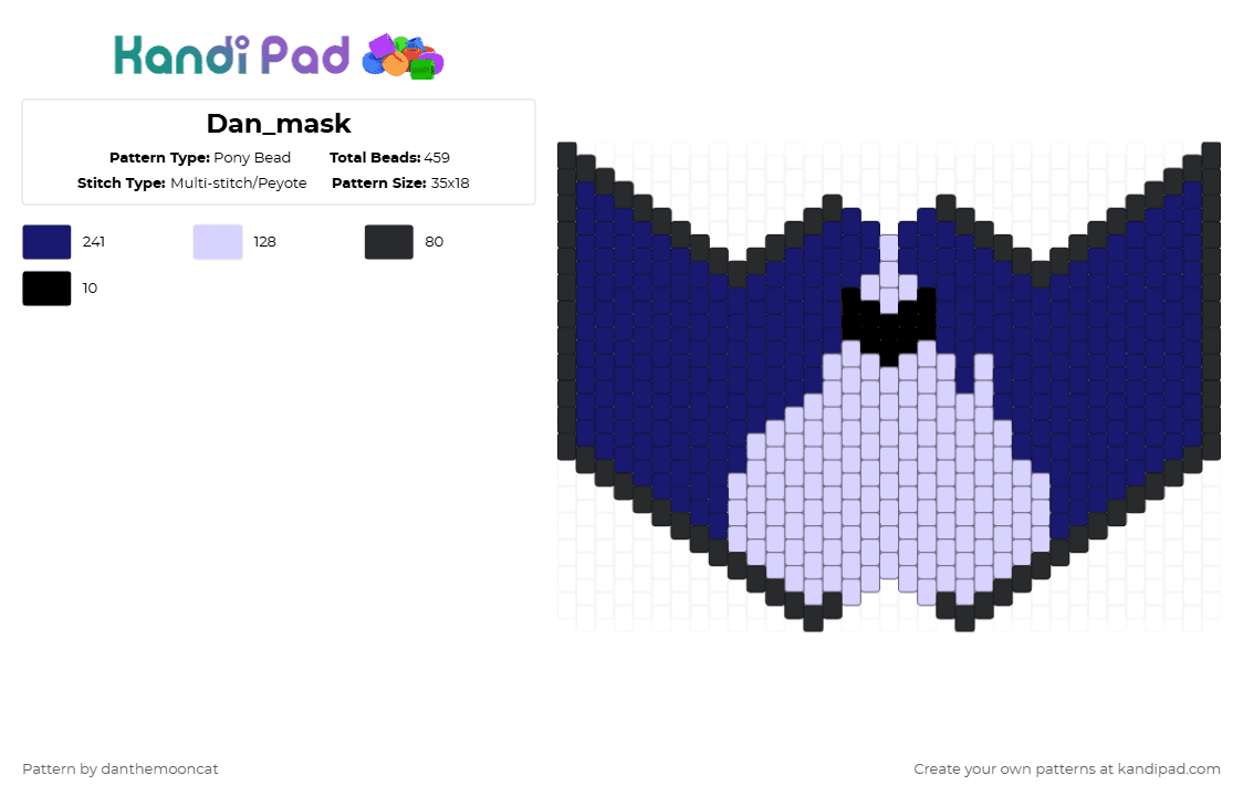 Dan_mask Pony Bead Pattern - Kandi Pad | Kandi Patterns, Fuse Bead ...