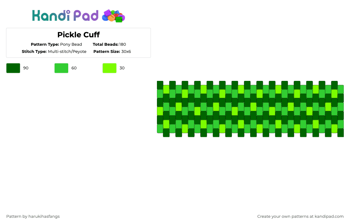 Pickle Cuff Pony Bead Pattern - Kandi Pad | Kandi Patterns, Fuse Bead ...