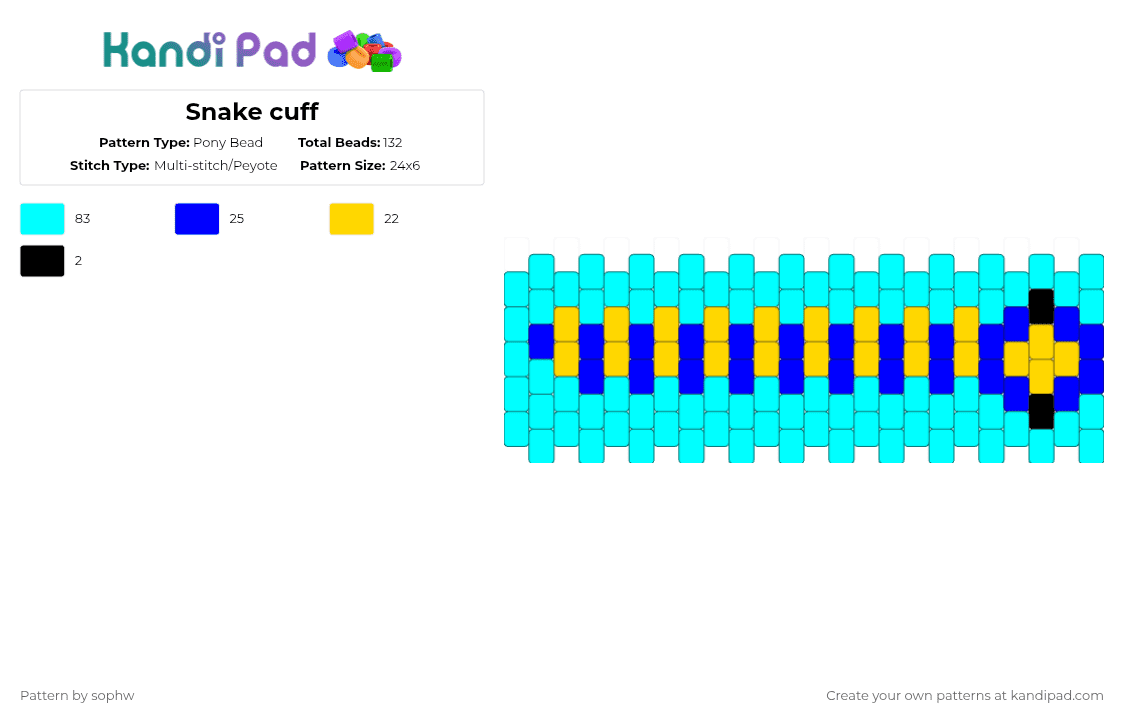Snake cuff Pony Bead Pattern - Kandi Pad | Kandi Patterns, Fuse Bead ...