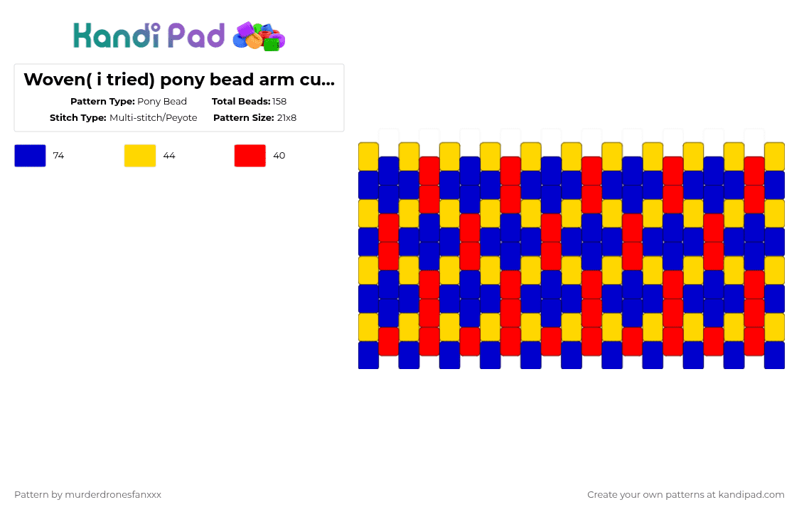 Woven( i tried) pony bead arm cuff(Pomni colors) Pony Bead Pattern ...
