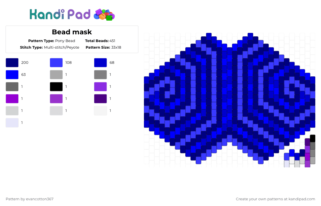 Bead mask Pony Bead Pattern - Kandi Pad | Kandi Patterns, Fuse Bead ...