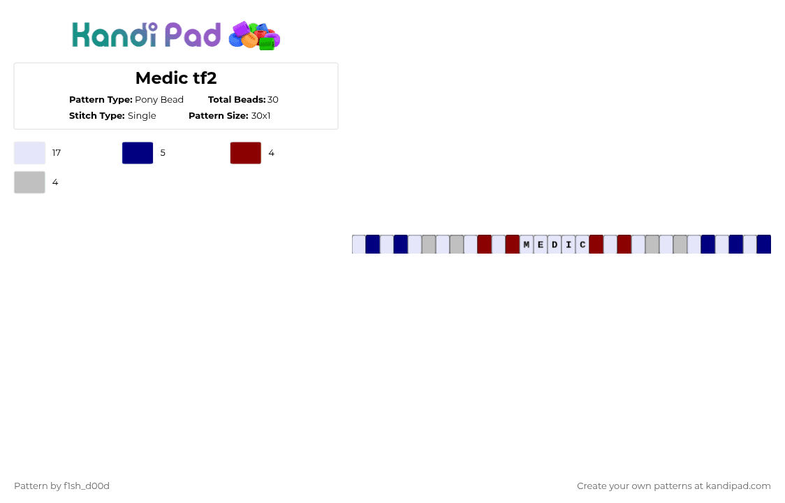 Medic tf2 Pony Bead Pattern - Kandi Pad | Kandi Patterns, Fuse Bead ...