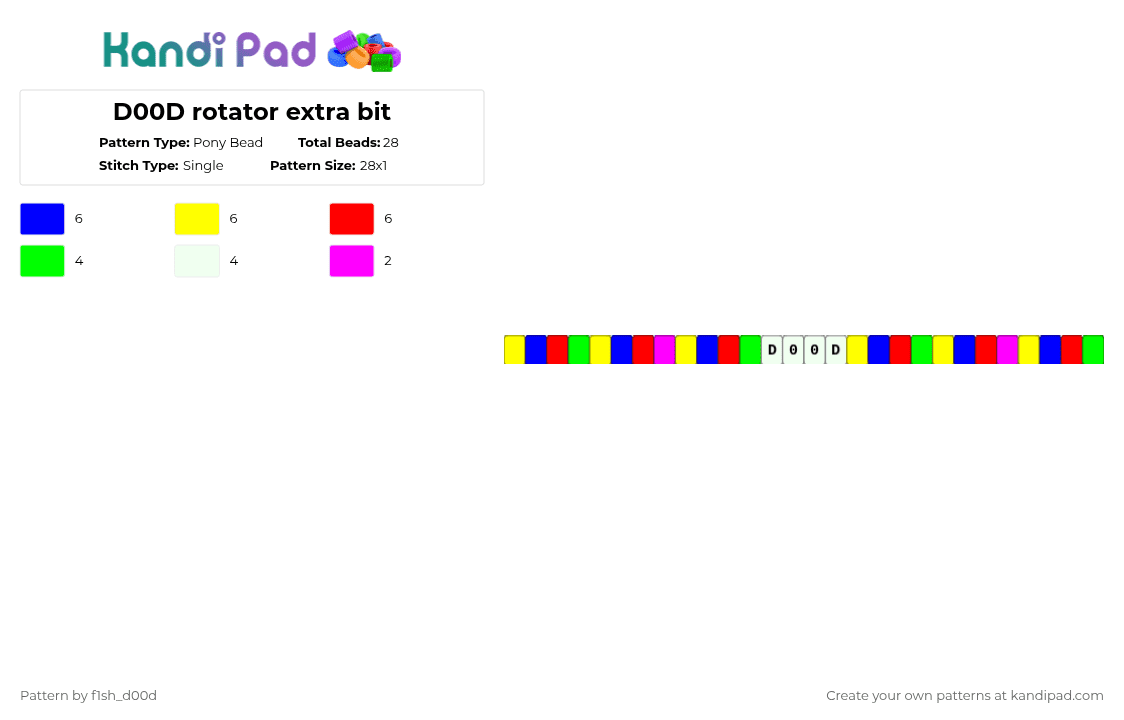D00D rotator extra bit Pony Bead Pattern - Kandi Pad | Kandi Patterns ...