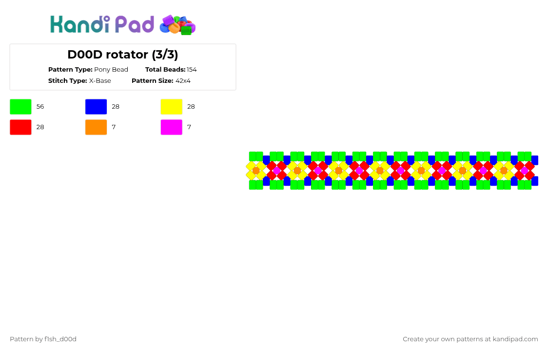 D00D rotator (3/4) Pony Bead Pattern - Kandi Pad | Kandi Patterns, Fuse ...