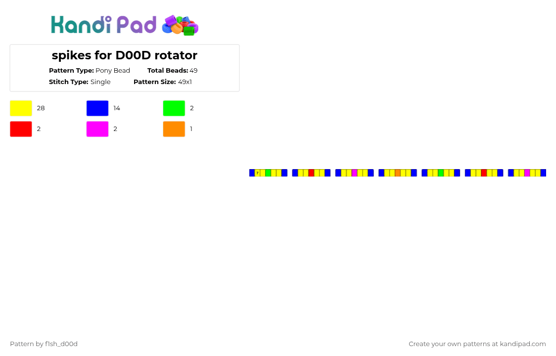 Spikes for D00D rotator Pony Bead Pattern - Kandi Pad | Kandi Patterns ...