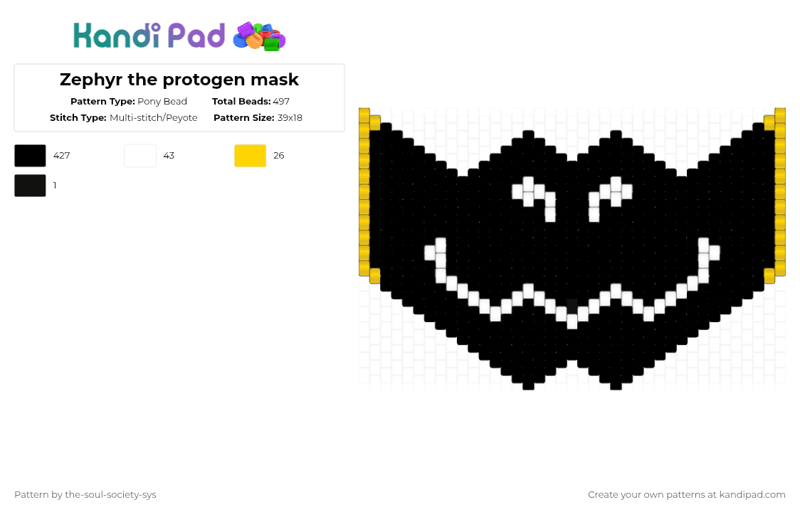 Zephyr the protogen mask Pony Bead Pattern - Kandi Pad | Kandi Patterns ...