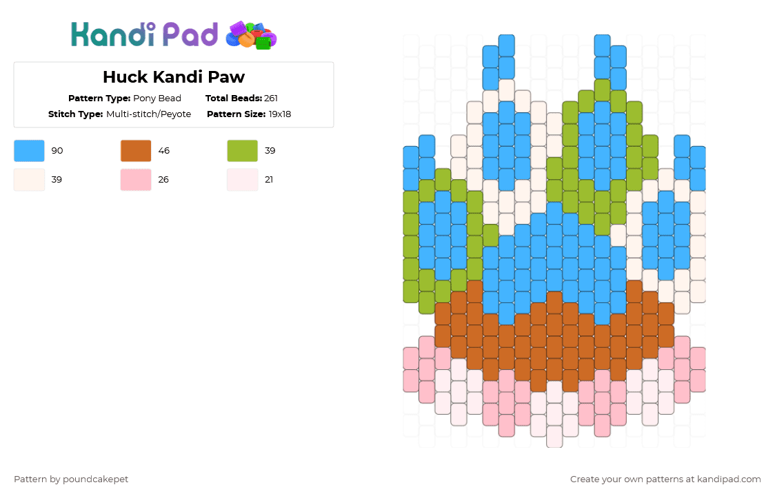 Huck Kandi Paw Pony Bead Pattern - Kandi Pad | Kandi Patterns, Fuse ...