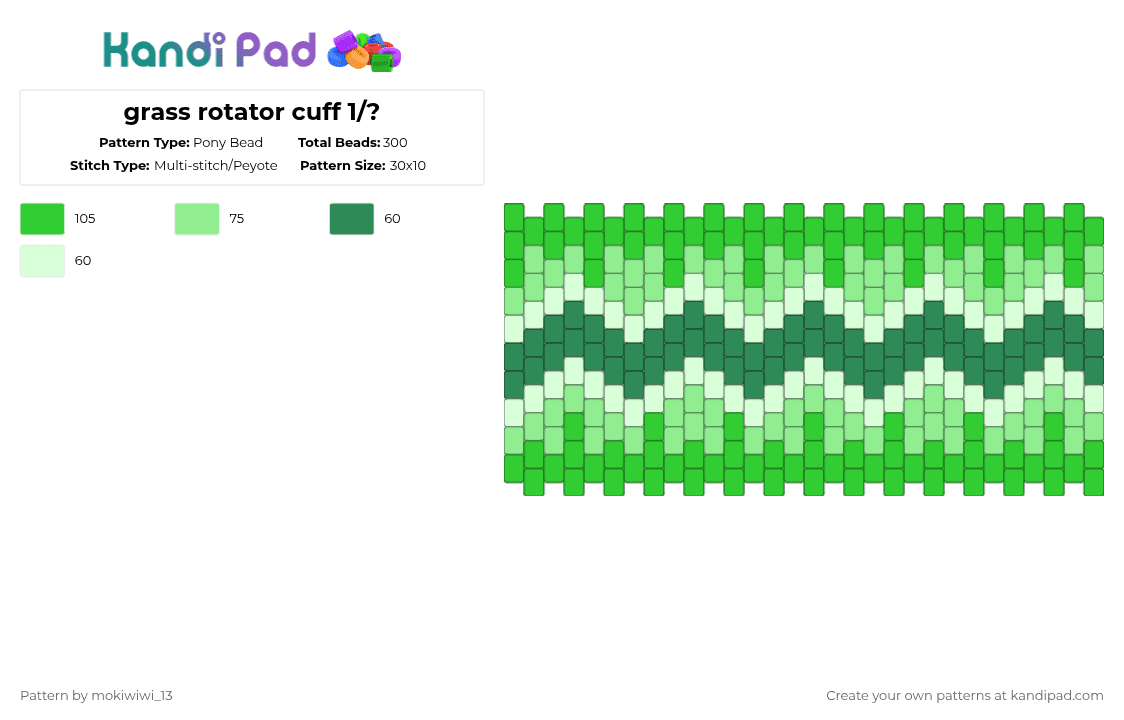 Grass rotator cuff 1/? Pony Bead Pattern - Kandi Pad | Kandi Patterns ...