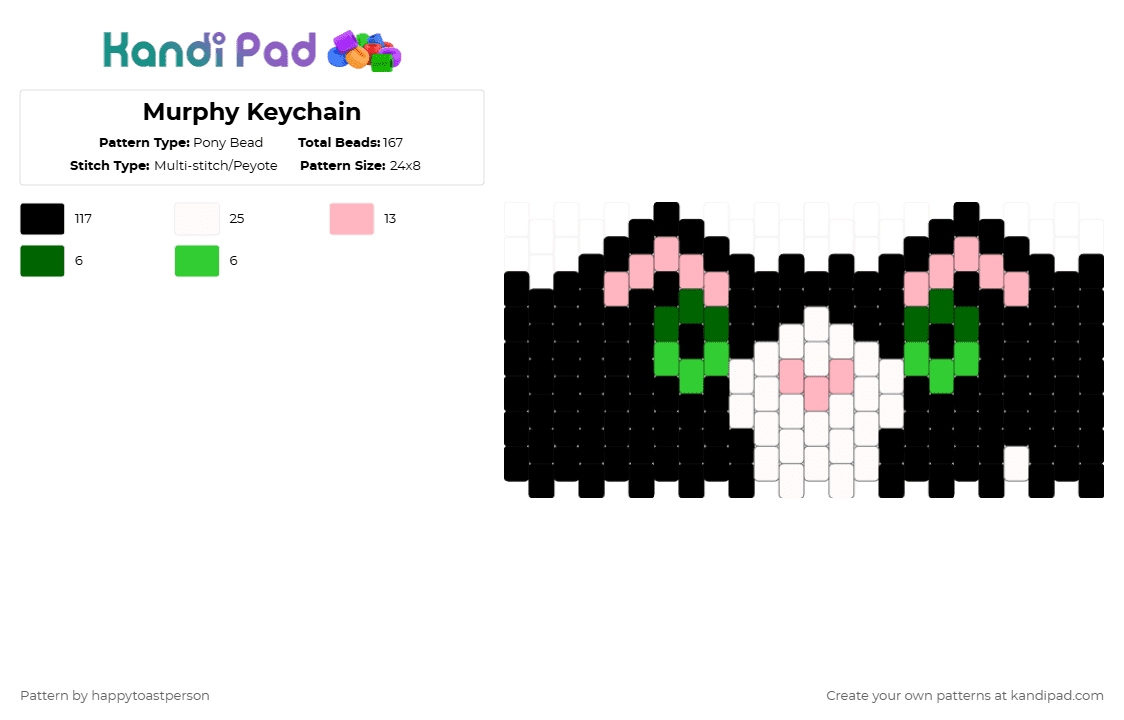 Murphy Keychain Pony Bead Pattern - Kandi Pad | Kandi Patterns, Fuse ...