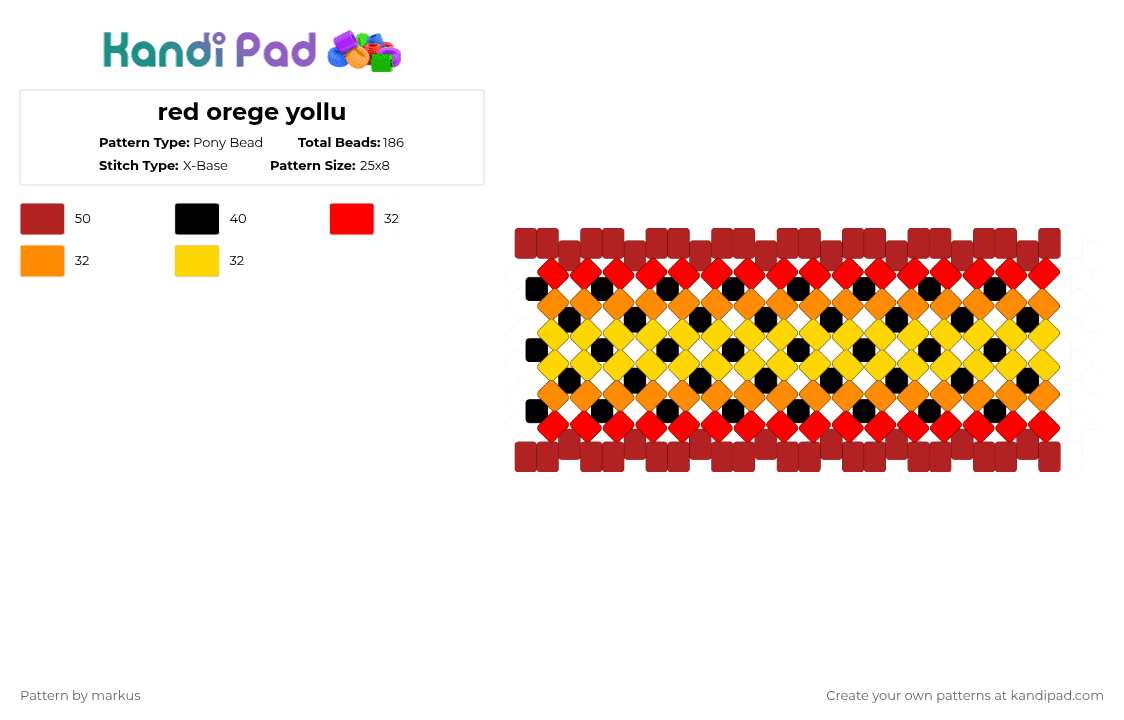 Fire cuff Pony Bead Pattern - Kandi Pad | Kandi Patterns, Fuse Bead ...